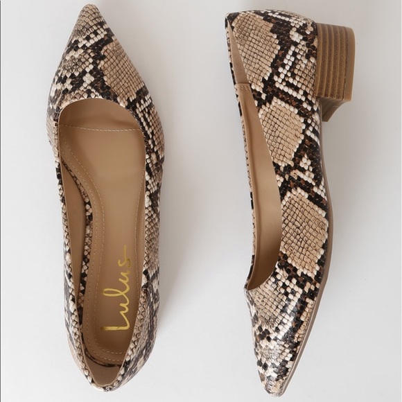 Lulus | Shoes | Nib Lulus Alessia Snake Print Low Heels | Poshmark